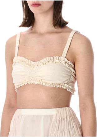 Dries Van Noten Femme, Tops, Beige, Taille: 38 FR Ruffled Cotton Bra Top