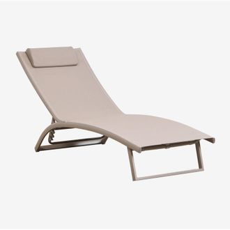 Sklum Pack aus 2 verstellbaren Aluminium-Liegen mit Dulem-Kissen Moka Braun