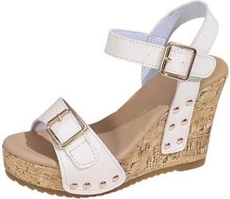 Generic Sandales compens&eacute;es pour femme - Bout ouvert - &Eacute;l&eacute;gantes - Couleur unie - Semelle &eacute;paisse - Style d&eacute;contract&eacute; - Respirantes - Pour le travail et les f