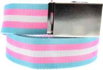 Generic Ceinture r&eacute;glable unisexe en toile avec boucle argent&eacute;e Taille unique, Couleurs &agrave; rayures transgenres, taille unique
