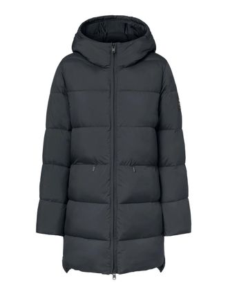 Ecoalf Langer Steppmantel mit Kapuze, Winterjacke, STORM BLUE, Blau (Storm Blue), 38