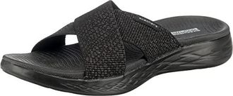 Skechers On- The-go 600-Glistening Metallic Mesh Slide Sandales Bout Ouvert, Noir (Black Textile BBK), 36 EU