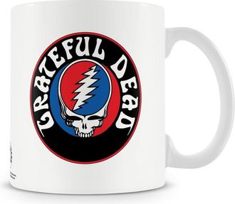 Grateful Dead Offizieller Lizenzprodukt Kaffeebecher (Weiß, 325 ml, Keramik, Retro, Logo, Glänzend, 3er Pack)
