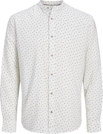 Jack & Jones Ls Jjpierre Slub AOP Band T-Shirt Taille L, Blanc &eacute;clatant, M Hommes