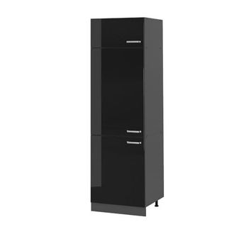 Vicco Armoire pour frigo R-Line, Noir Haute Brillance/Anthracite, 60 cm