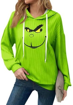 Generic Le Grinch Sweat A Capuche Femme Pyjama 2025 Noel Pulls Pull Femmes Pilou Hiver Chaud De The Moche Noël Oversize Sweet Vetement Polaire Costume Sweatsh