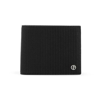 Giorgio Armani Homme, Accessoires, Noir, Taille: ONE Size Portefeuille Bifold en cuir gaufr&eacute;