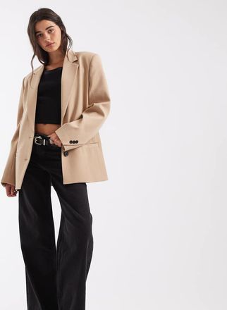 Asos blazer ajust&eacute; coupe ample sable-Neutre