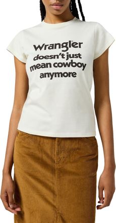 Wrangler Damen Shrunken Band Tee T-Shirt, Vintage White, XL