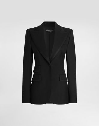 Dolce & Gabbana Jacke Turlington Aus Bi-stretch-twill Mit Einreihiger Knopfleiste - Frau Blazer Schwarz 36