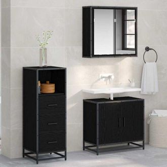 vidaXL Ensemble de mobilier de salle de bain avec tiroir Ch&ecirc;ne noir vidaXL