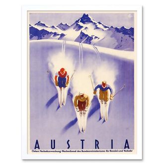 Wee Blue Coo Travel Tourism Winter Sport Austria Ski Snow Alps Art Print Framed Poster Wall Decor Kunstdruck Poster Wand-Dekor-12X16 Zoll