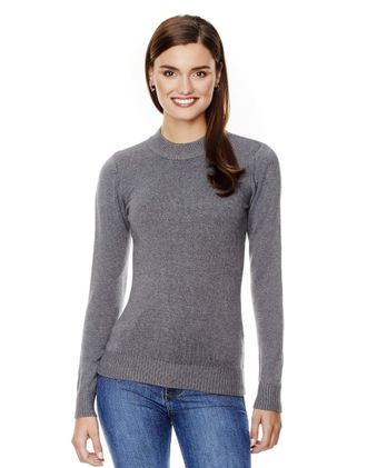 Vincenzo Boretti Damen Pullover Stehkragen Rundhals Ausschnitt modern elegant Chick edel weich Strick-Pullover dunkelgrau XS