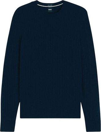 HUGO BOSS Homme, Pulls, Bleu, Taille: L Maglia a girocollo basic