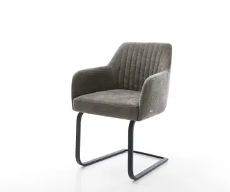 DELIFE Freischwinger Greg-Flex Boucl&eacute; Soft Schlamm Freischwinger flach Schwarz Taschenfederkern, Esszimmerst&uuml;hle