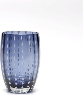 Zafferano Perle Glasbecher - Handgemachtes Buntglas, cl 32 h 109mm d 71mm - Set 6 Stück - (Blaugrau)