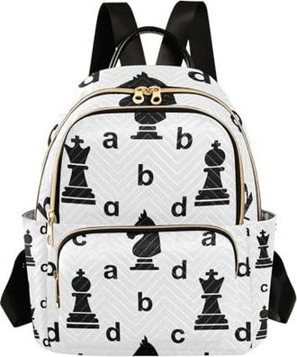 Mnsruu Mini sac à dos pour femme - Motif plateau déchecs - Blanc - Petit sac à dos tendance - Sac à dos décontracté, Multi799, M