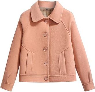 Generic Vestes pour femmes 2026 Veste courte en laine m&eacute;lang&eacute;e polyvalente pour toutes les saisons, Rouge, XXL