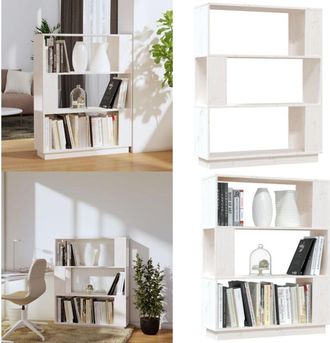 vidaXL B&uuml;cherregal/Raumteiler Wei&szlig; 80x25x101 cm Massivholz Kiefer - Raumteiler - Kieferholz