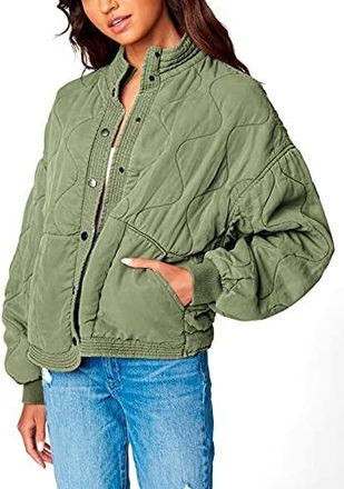 Blank NYC Veste matelassée pour femme, Sauge brûlée, M