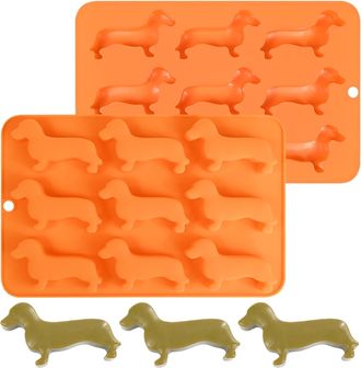 Generic Dackel-Backform - Antihaftbeschichtete Silikonformen in Hundeform, Eisw&uuml;rfelschale in Lebensmittelqualit&auml;t | Schokolade mit 9 Mulden | Silikonform, Ge