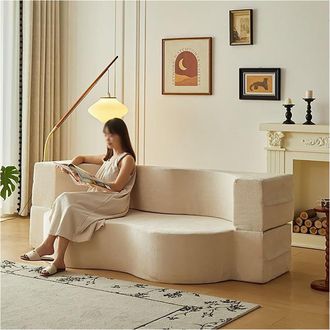 Generic Faltbares Kompressionssofa, multifunktionales Kompressionssofa, bietet Lordosenst&uuml;tze und reduziert Erm&uuml;dung, waschbarer Bezug, for Wohnzimmer(Blanc,2