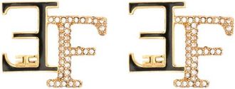 Elisabetta Franchi Logo-plaque Crystal-embellished Earrings