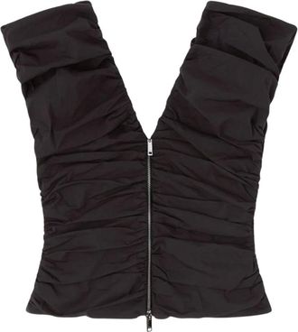 Ganni Femme, Tops, Noir, Taille: 40 FR Top fronc&eacute;