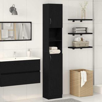 vidaXL Armoire de salle de bain ch&ecirc;ne noir 32x25,5x190 cm - Vidaxl