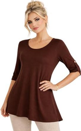 Eye Catch TM Oversize - Haut Tunique Manches Longues 3/4 Large col Rond Grandes Tailles- Jessica - Femme