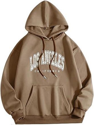 Generic Los Angeles California Beach Hoodies pour femmes College Letter Print Sweat &agrave; capuche vintage Preppy avec poche cordon de serrage V&ecirc;tements unis Lettr