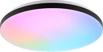 Brilliant LED Deckenleuchte Livio, 2400 Lumen, 3000-6500 Kelvin, &Oslash; 38,5 cm, dimmbar, digitales RGB, Nachtlicht, Timer, Fernbedienung, Kunststoff, wei&szlig;, schwarz,