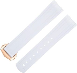 Generic QTYQWC 20 mm gebogenes Ende aus FKM-Fluorkautschuk f&uuml;r Armband f&uuml;r Seamaster 300 Diving Ersatz-Uhrenarmb&auml;nder mit Faltschlie&szlig;e aus Edelstahl