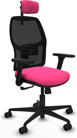 Piqueras y Crespo Schreibtischstuhl mit Rollen, Rosa Alfera mit 3D-Armlehnen, h&ouml;henverstellbare Lendenwirbelst&uuml;tze und h&ouml;henverstellbares Kopfteil, neigbar, Schwarz/Ros