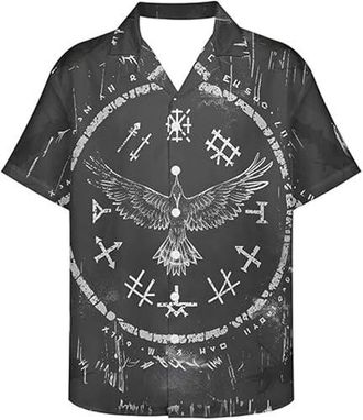 Keephen Nouveaut&eacute; Viking Chemises Hommes/Femmes Viking Animal Impression 3D Chemise Hawaiienne Chemise &agrave; Boutons Cool Plage Vacances Col &agrave; Revers Haut