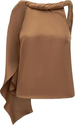 Loulou Studio Femme, Tops, Brun, Taille: 38 FR Wilma Twisted Collar Top