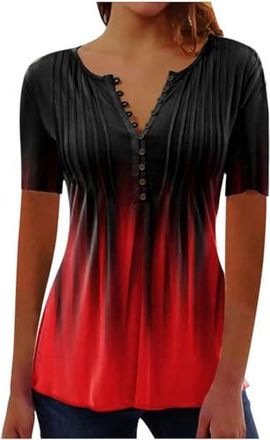 Generic Femme Tee Shirt Coton Loisirs Blanc T-Shirt Top 3/4 Manches D&eacute;t&eacute; Lache Basique Tshirt Sport Confortable &Agrave; Col en V Haut Tunique Manches 3/4 Casual Tee