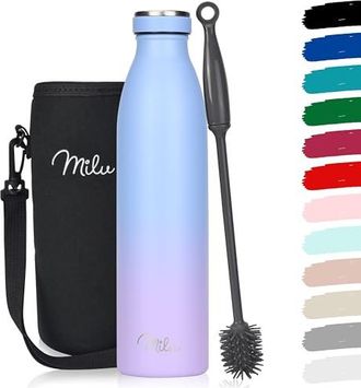 Milu Bouteille deau en Acier Inoxydable - Double paroi isol&eacute;e sous vide - Bouche Standard Gourde - 350ml 500ml / 750ml / 1000ml/ 1.5l - sans BPA - Thermo G