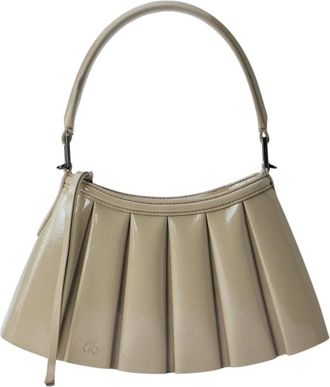 Lacoste Sac bandouli&egrave;re Lenglen en cuir verni petit mod&egrave;le - Femme - Sacs - Beige - Taille: ONE Size