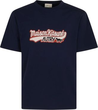 Autry Homme, Tops, Bleu, Taille: M Collection de T-shirts Unisexe Décontractés