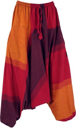 Guru Shop Gestreifte Haremshose, Pluderhose, Boho Pumphose, Aladinhose - Orange, Damen, Baumwolle