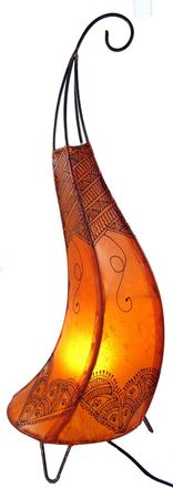 Guru Shop Hennalampe, Leder Tischlampe/Tischleuchte - Alban Orange, 70x22x22 cm