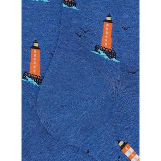 Dor&eacute; Dor&eacute; Chaussettes avec motif de phare dans la mer en coton m&eacute;lang&eacute;