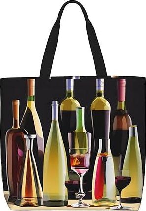 Generic Verres &Agrave; Cocktail Et Bouteilles De Vin Sac &Agrave; Bandouli&egrave;re L&eacute;ger Tote Bag Imperm&eacute;able Sac Cabas Pour Gym Travail Voyage