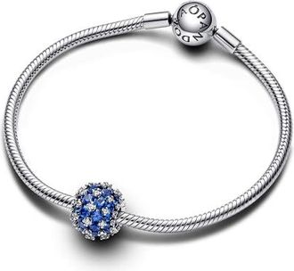Pandora Pandora Moments Charm en argent sterling avec cristal bleu et zircones cubiques transparentes