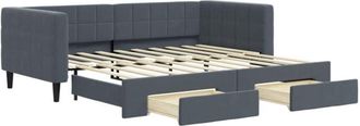 vidaXL Tagesbett Ausziehbar mit Schubladen Dunkelgrau 90x190 cm Samt Vidaxl