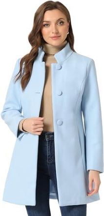 Allegra K Manteau dhiver &eacute;l&eacute;gant pour femmes, mi-cuisse, col montant, caban mi-long &agrave; boutonnage classique Bleu clair XL