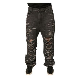 Dolce & Gabbana Dunkelgraue Tattered Denim Jeans - - Jeans - Herren - Grau - L
