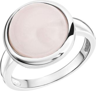 Zeeme Gemstones Ring Silber 925 rhodiniert mit echtem Rosenquarz 12mm