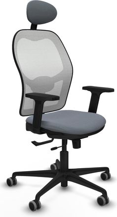 Piqueras y Crespo Schreibtischstuhl in Wei&szlig; und Grau, mit 2D-Armlehnen, h&ouml;henverstellbarer Lendenwirbelst&uuml;tze und festem Kopfteil, ausgestattet mit Syncro/Traslack und 